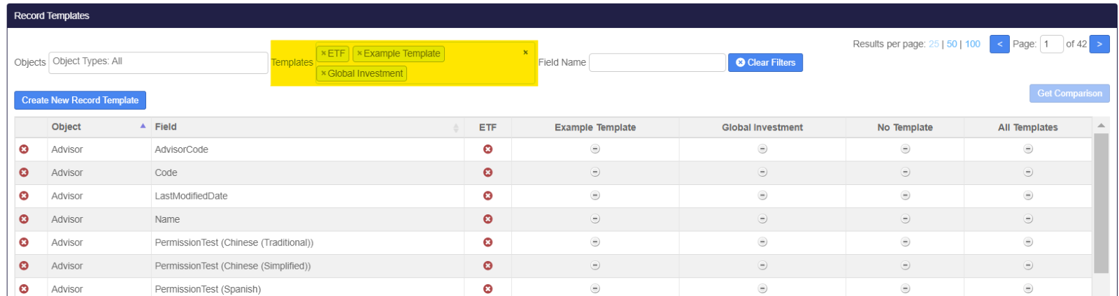 Filtering against and Searching for Record Templates – Fundipedia